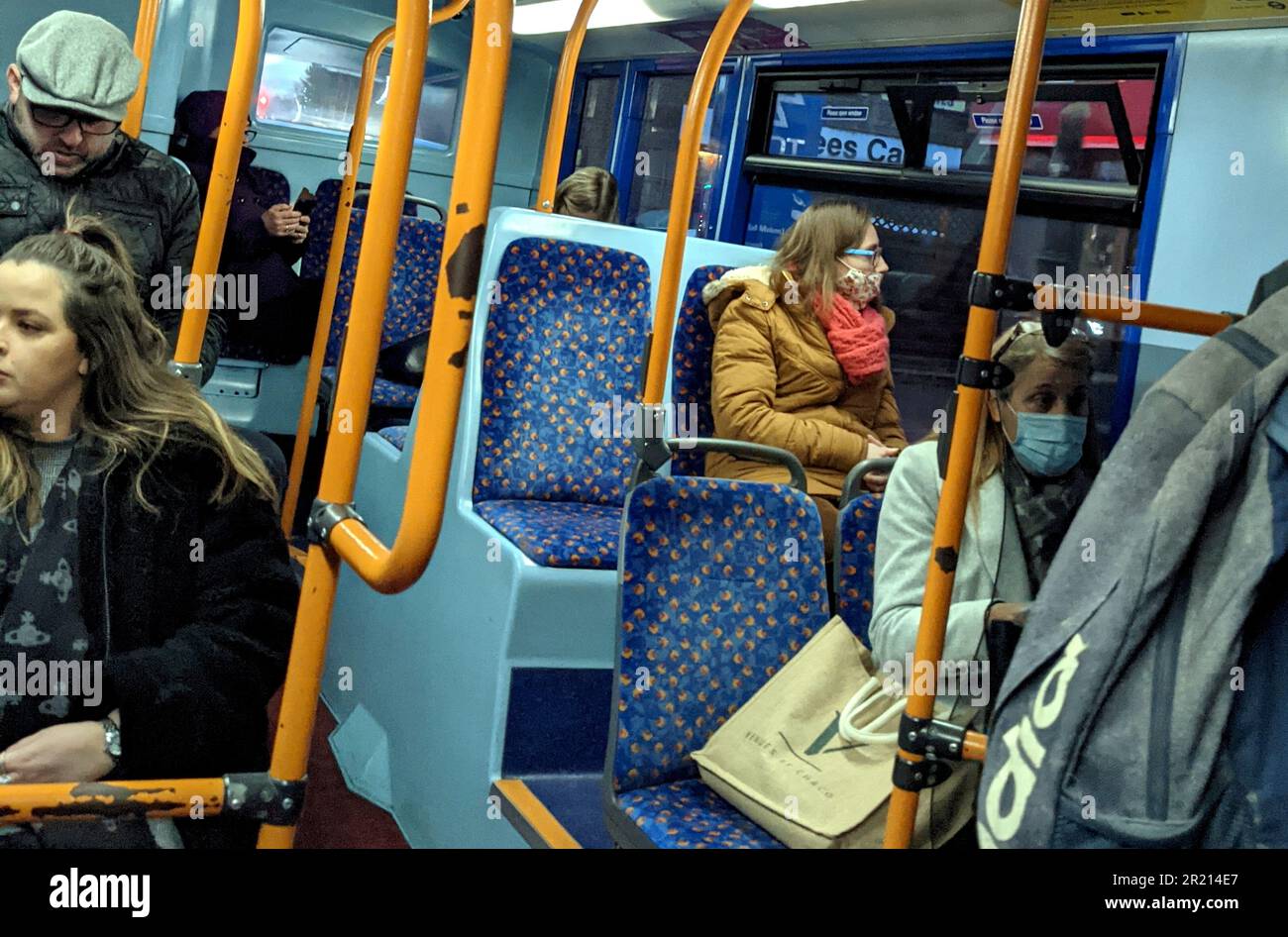 Passengers required to wear a mask on the London Buses amid the COVID ...