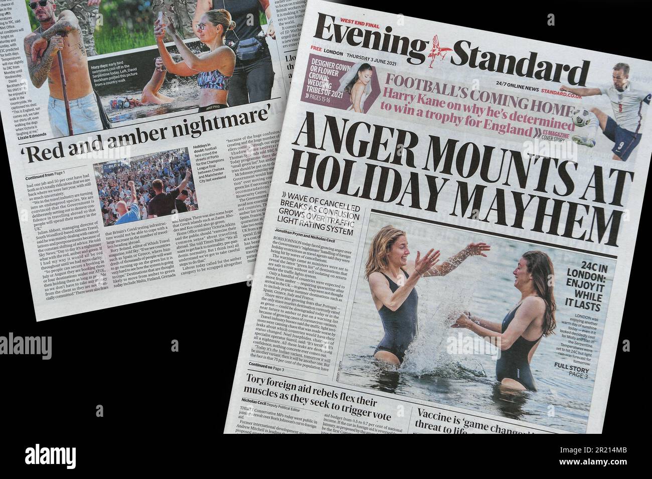 The Evening Standard dated Thursday 3rd June 2021 reports on anger as ...