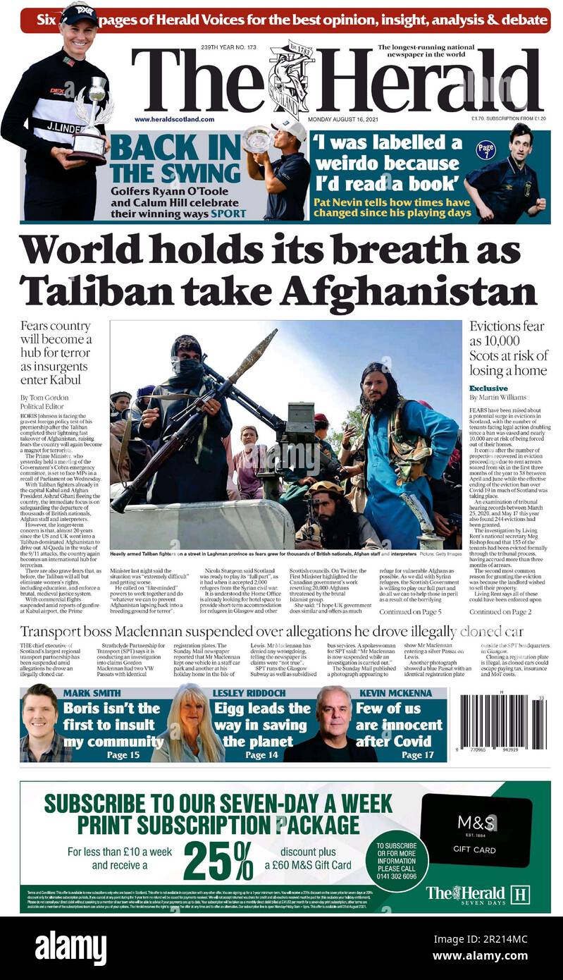 International newspaper coverage of the 2021 fall of Kabul, known as ...