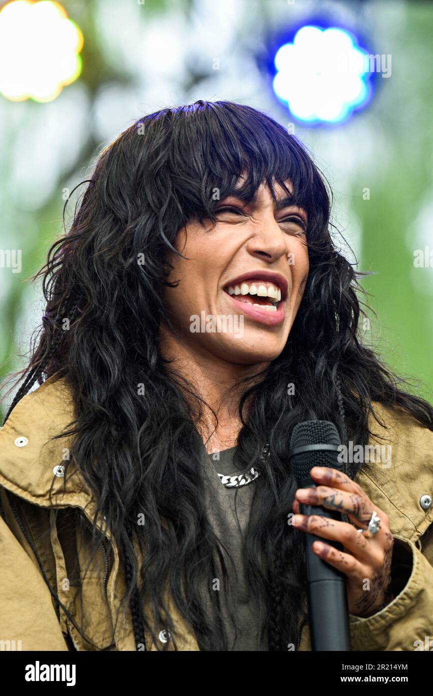 Eurovision Song Contest winner Loreen of Sweden on stage to celebrate ...