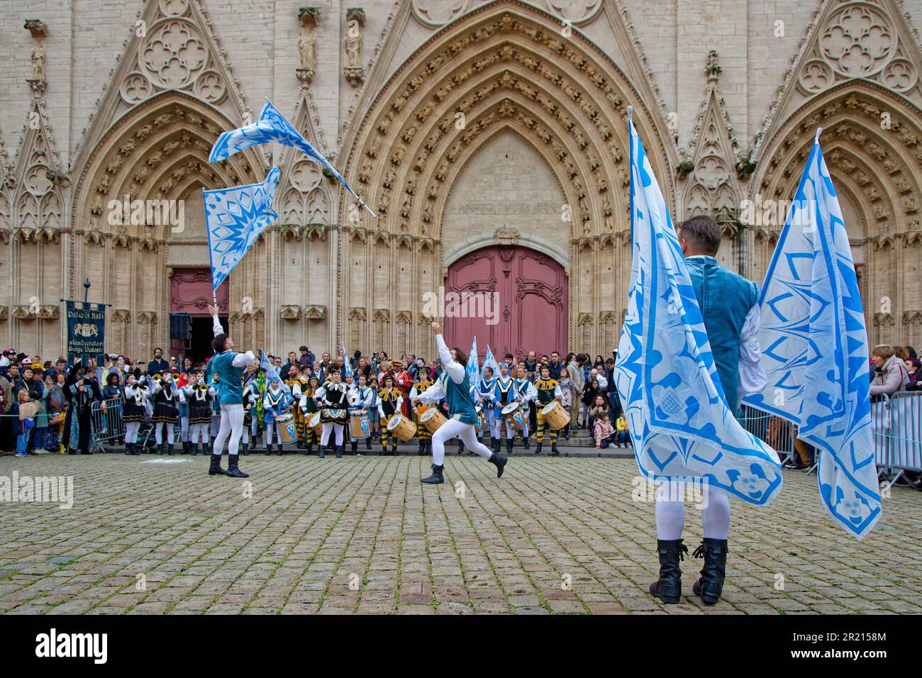 LYON, FRANCE, May 14, 2023 : Outdoors show of the company of flag ...