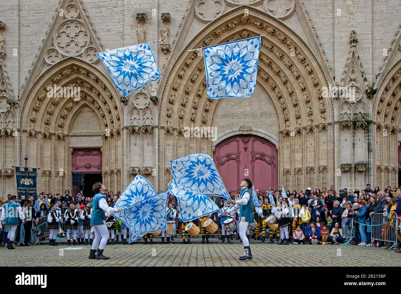 LYON, FRANCE, May 14, 2023 : Outdoors show of the company of flag ...