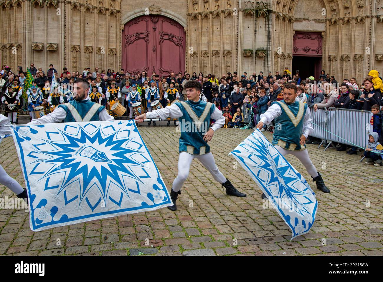 LYON, FRANCE, May 14, 2023 : Outdoors show of the company of flag ...