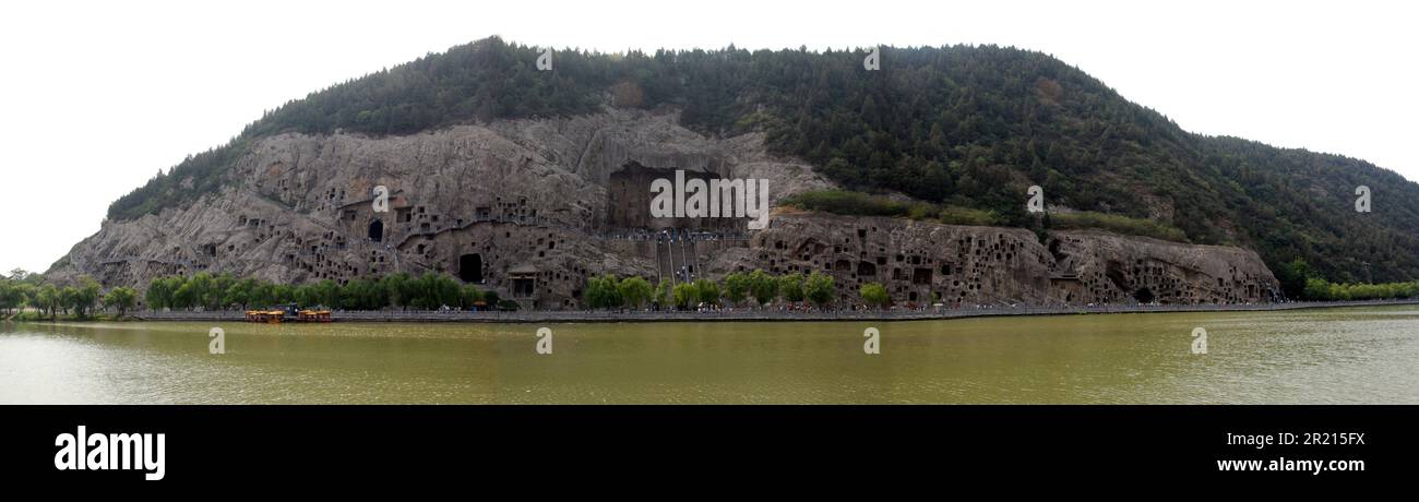 Longmen Grottoes (Dragon's Gate Grottoes) or Longmen Caves. in Luoyang ...
