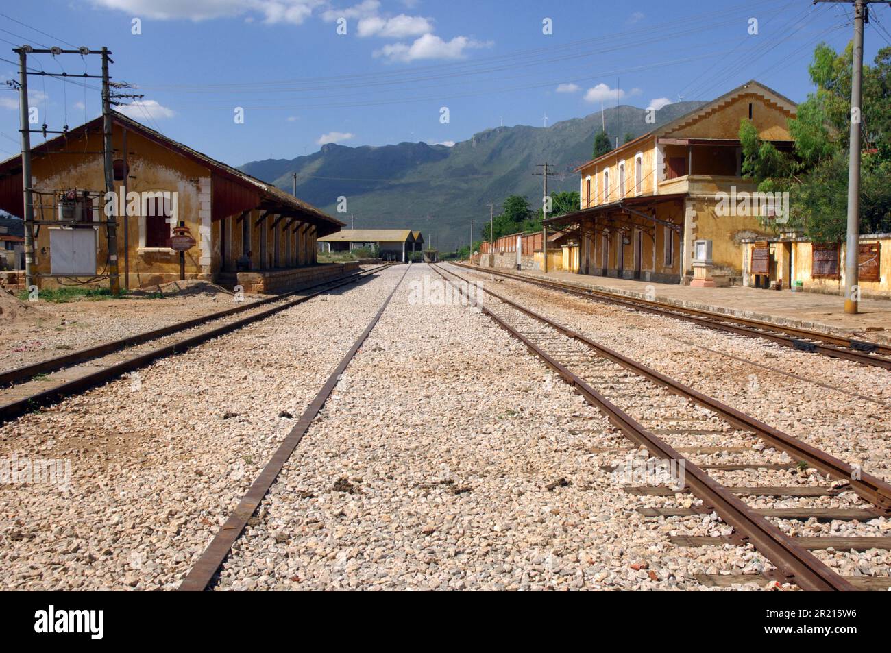 The station at Bisezhai, Yunnan province, China. Bisezhai is the name ...