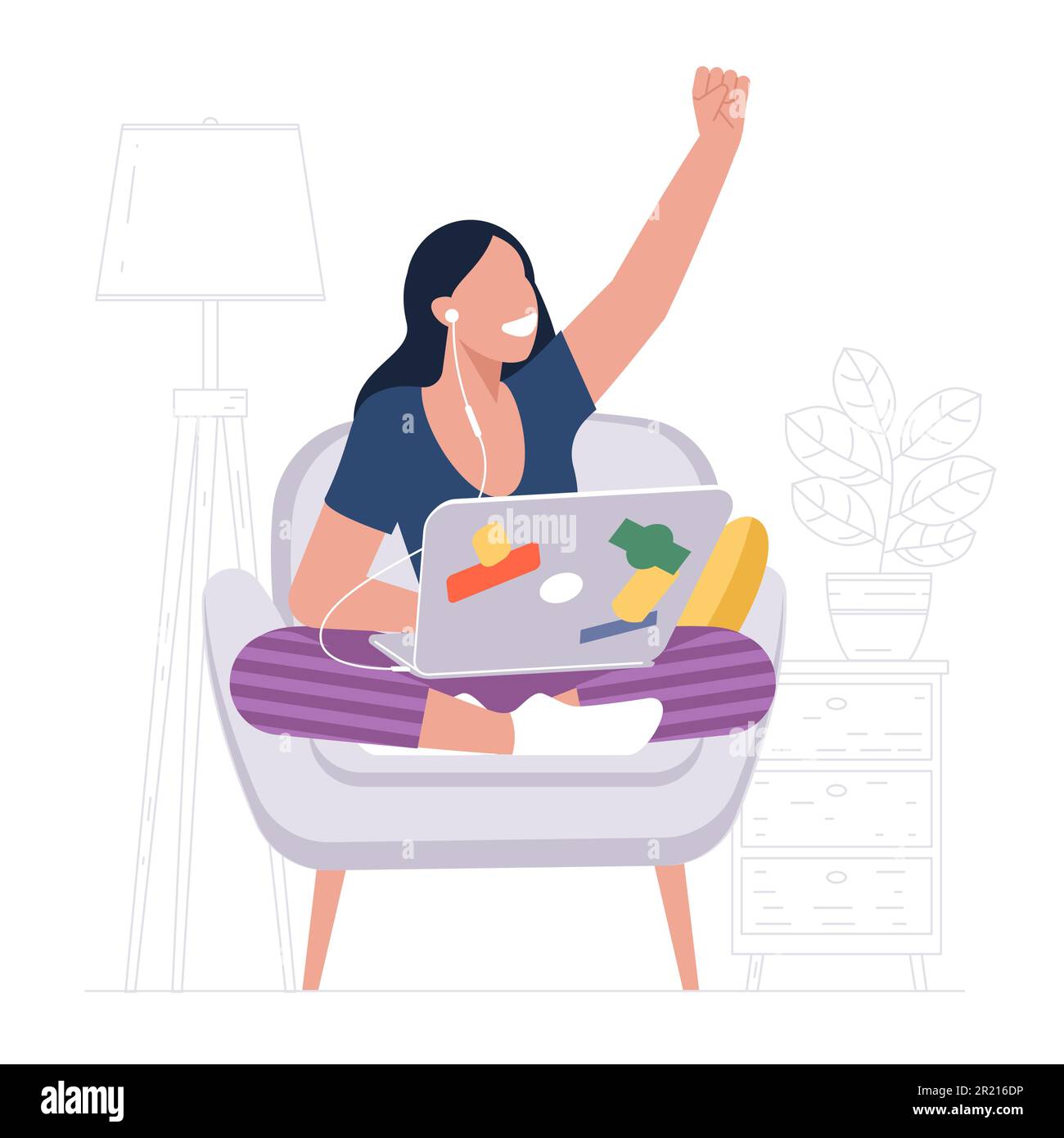 Young happy freelancer woman Stock Vector Images - Alamy