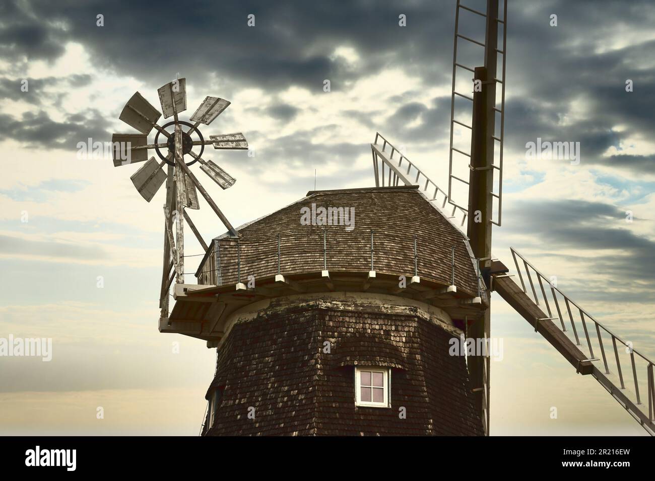 Original windmill from 19th century, north germany near baltic sea with ...