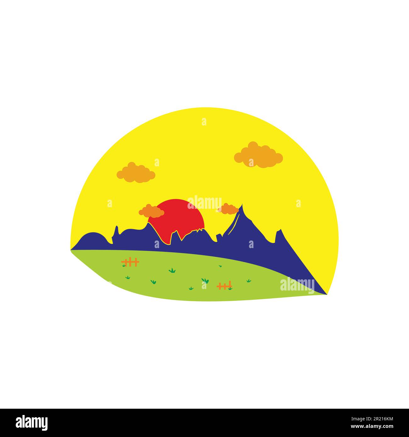Village, nature, illustration, geometric simple symbol logo vector ...