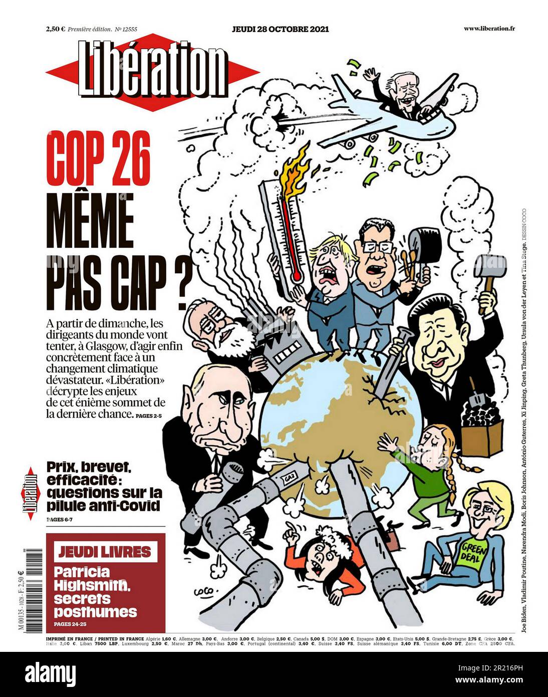 French newspaper liberation, front page, covering the Cop 26 Climate ...
