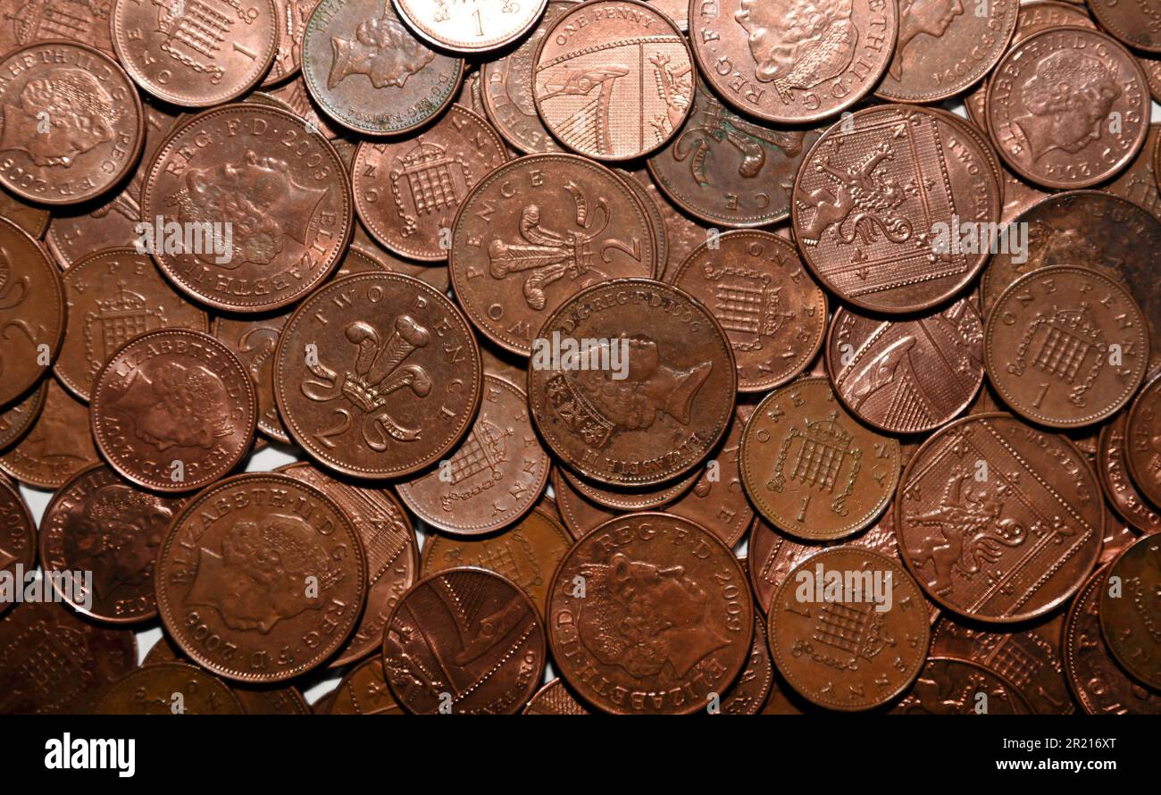 One pence pennies coins money hi-res stock photography and images - Alamy
