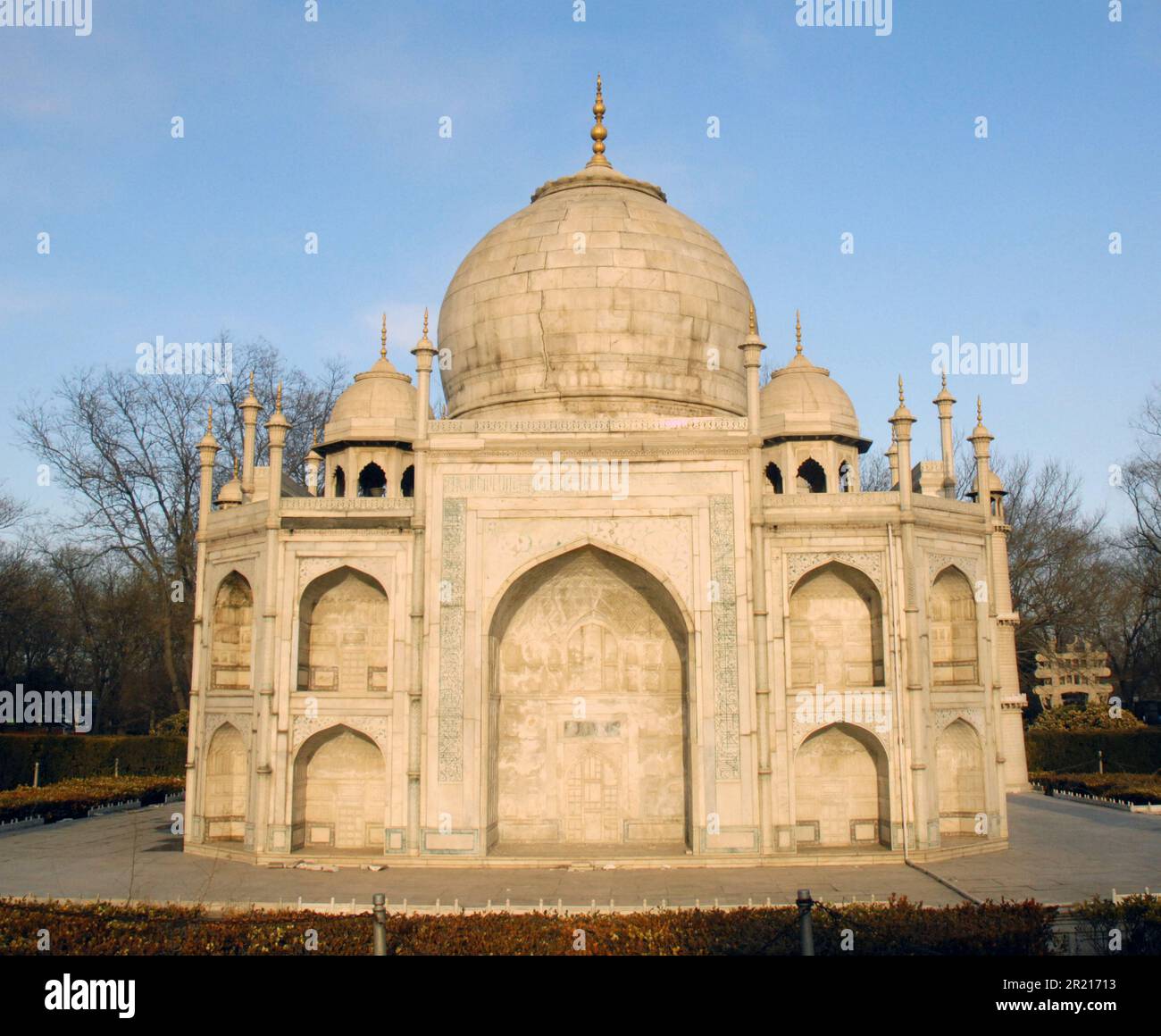 A replica model of the Taj Mahal, a mausoleum located in Agra, India on ...