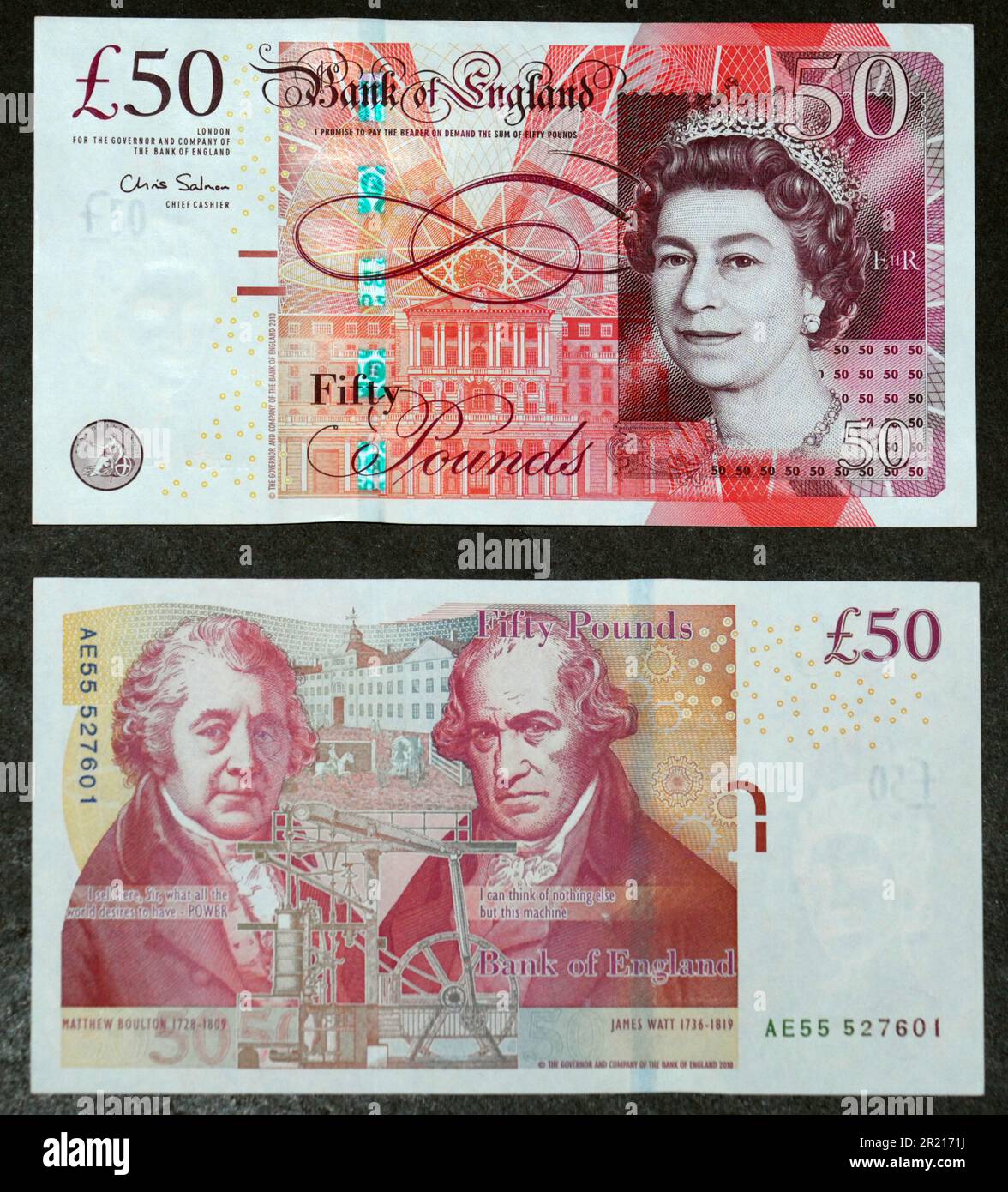 British £50 notes featuring Matthew Boulton and James Watt Stock Photo ...