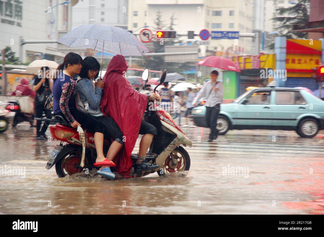 Flooding in Kunming, Yunnan's provincial capital, China. Heavy rains in ...