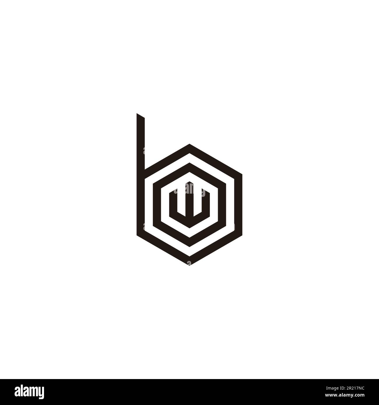 Letter w, o and b hexagon geometric symbol simple logo vector Stock ...