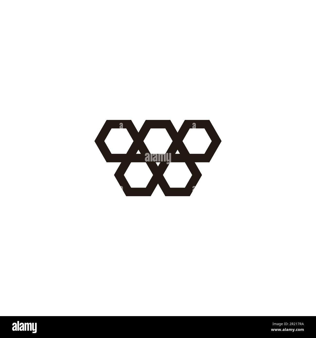 Letter w hexagons, outline geometric symbol simple logo vector Stock ...