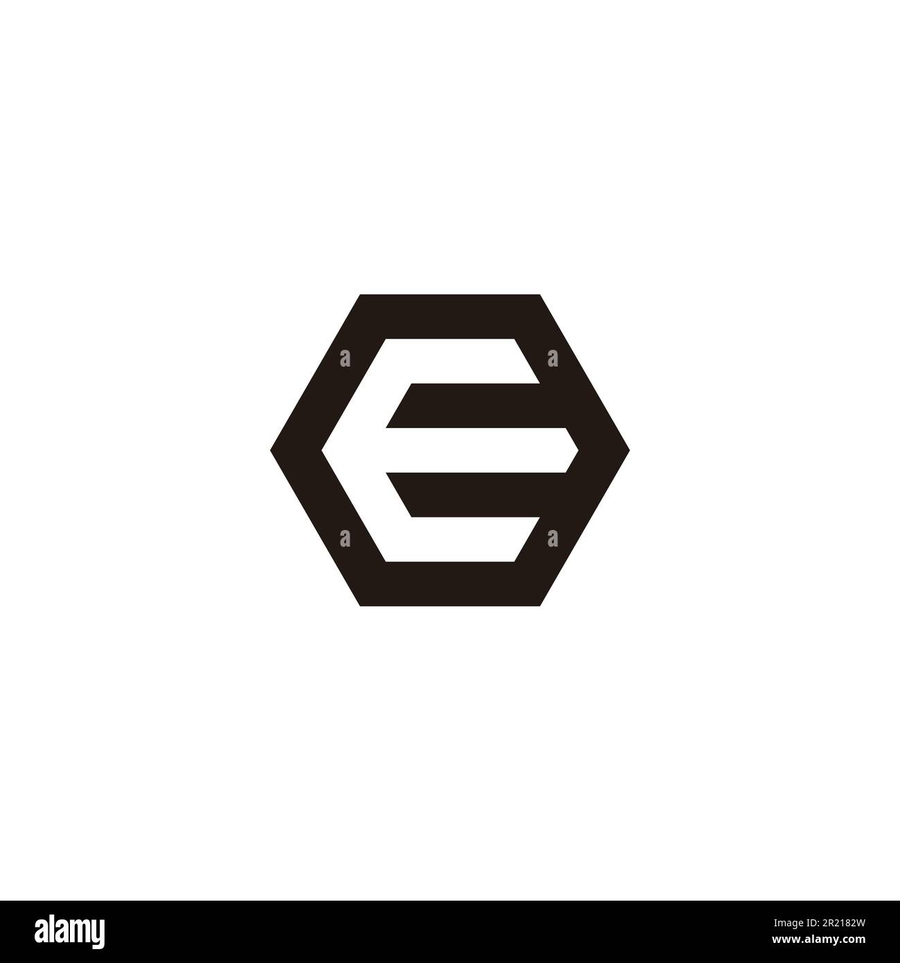 Letter E hexagon outline geometric symbol simple logo vector Stock ...