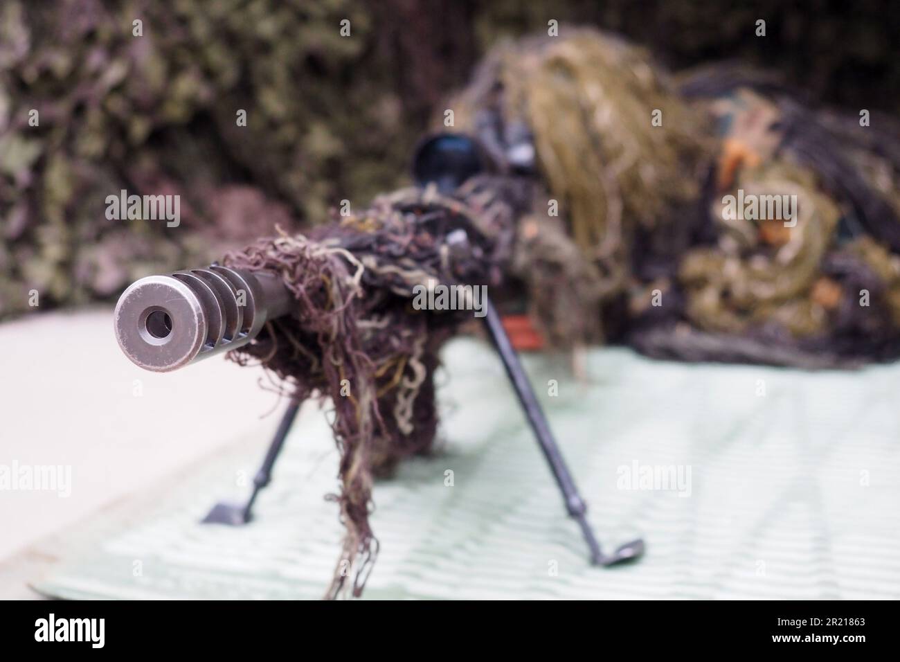 Peruvian army sniper with camouflage at the 9th edition of the ...
