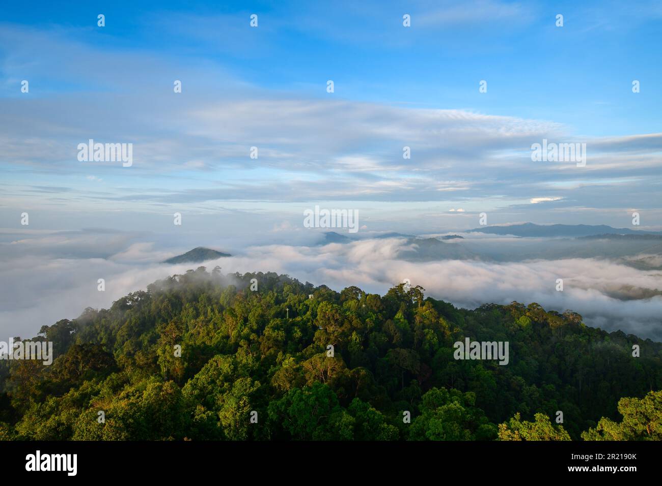 beautiful sea of mist and sunrise, view from Aiyoeweng View Point, Yala ...