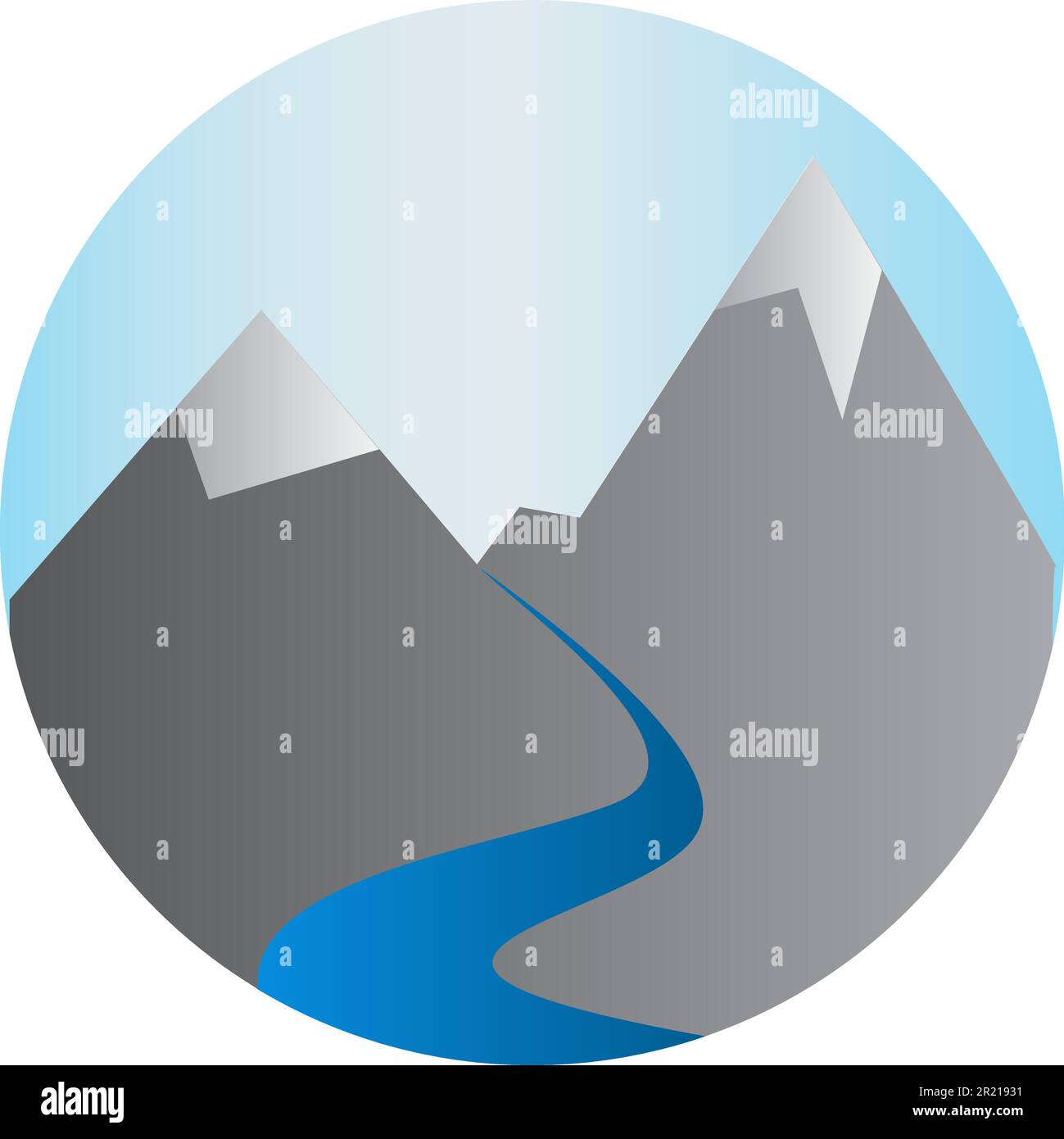 Mountain river wild nature scenic landscape vector. Water flowing ...