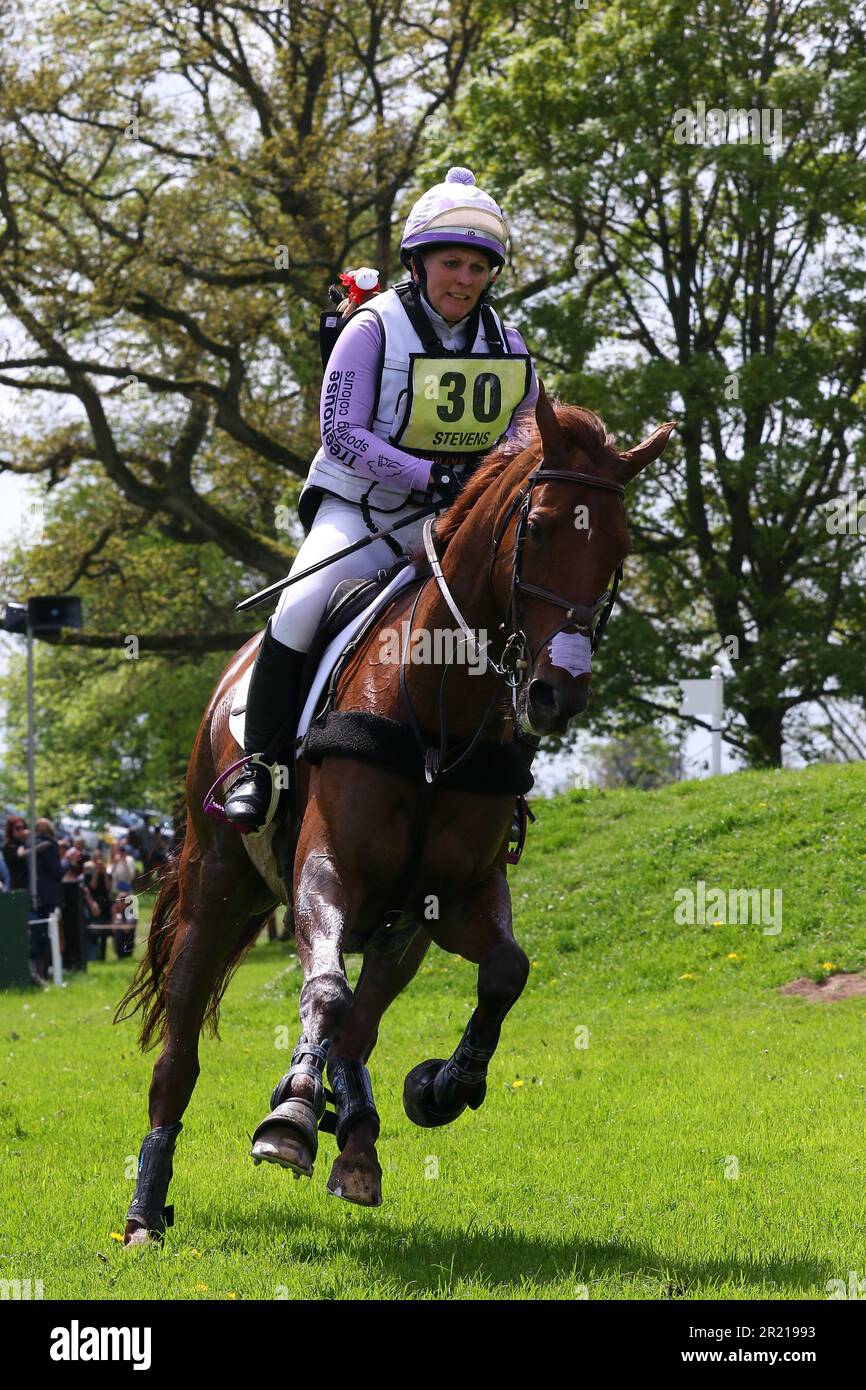 Gemma Stevens from Great Britain riding Jalapeno in the Cross Country at Badminton Horse Trials ...
