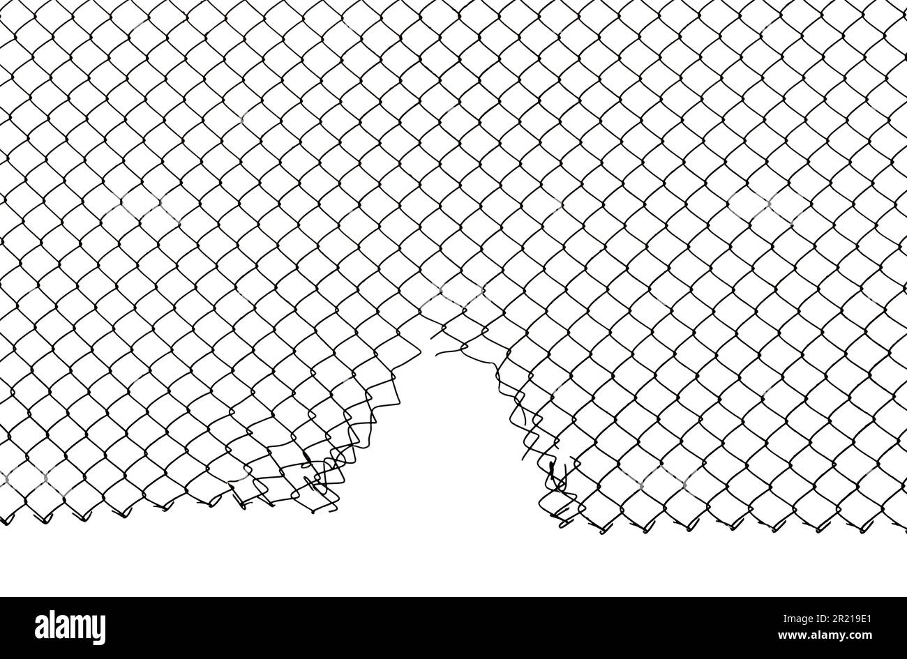 The texture of the metal mesh on a white background. Torn steel, metal ...