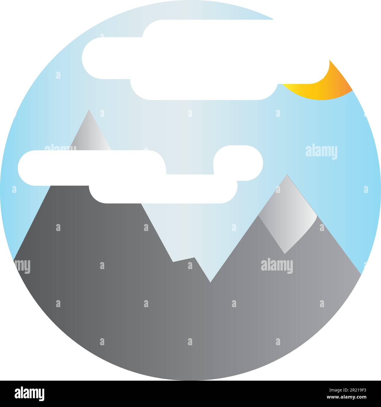 Mountain and valley nature scenic landscape vector. Rock with snow peak ...