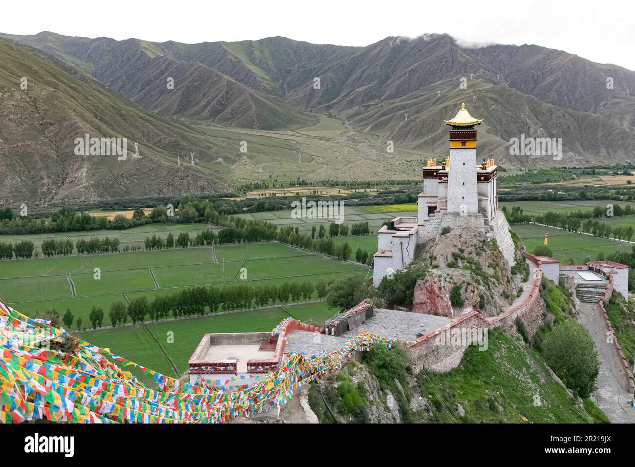 The Yumbulagang Palace over the Tsetang valley in Tibet, China Stock ...