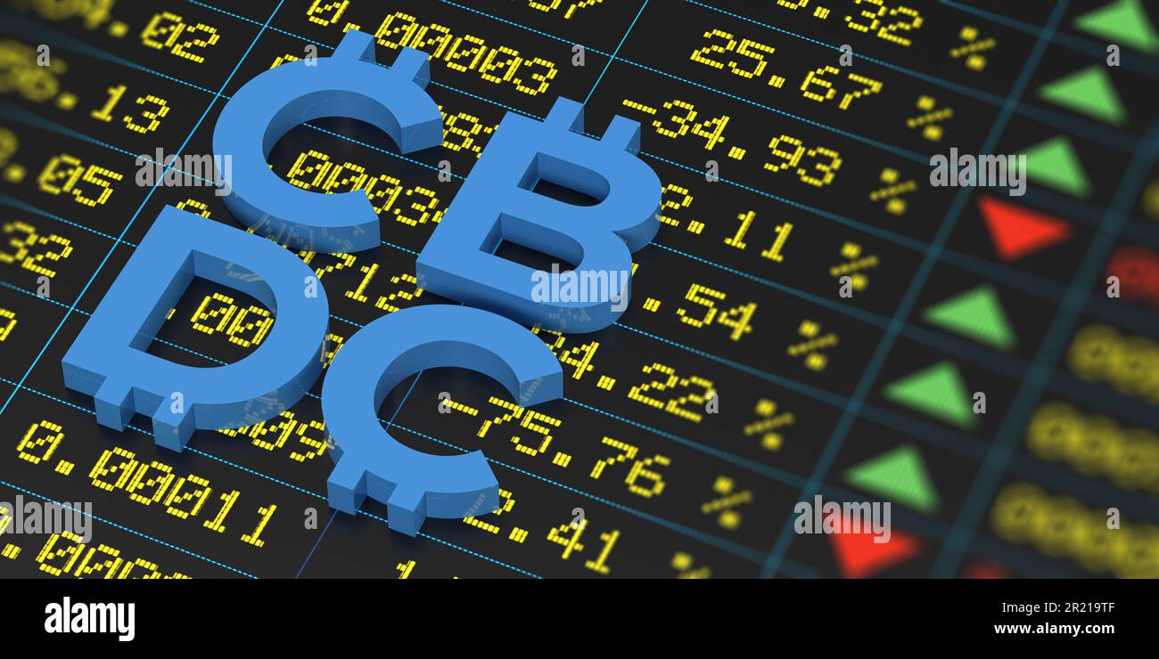 CBDC futuristic digital money on dark Stock market background, copy space. Central Bank Digital ...