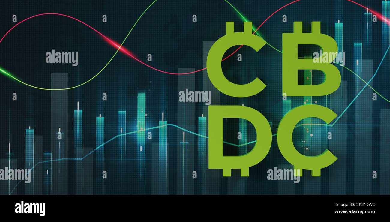 CBDC futuristic digital money on forex trading graph background, copy space. Central Bank ...