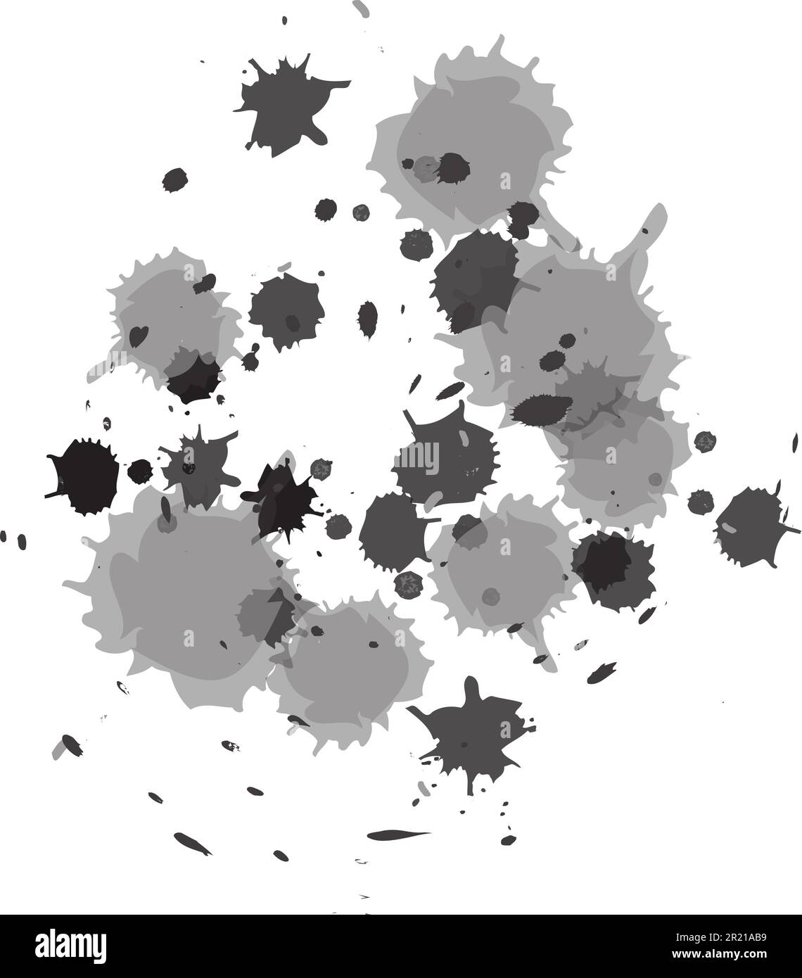 Splatter messy splash spot grey monochrome vector. Liquid painting ink ...