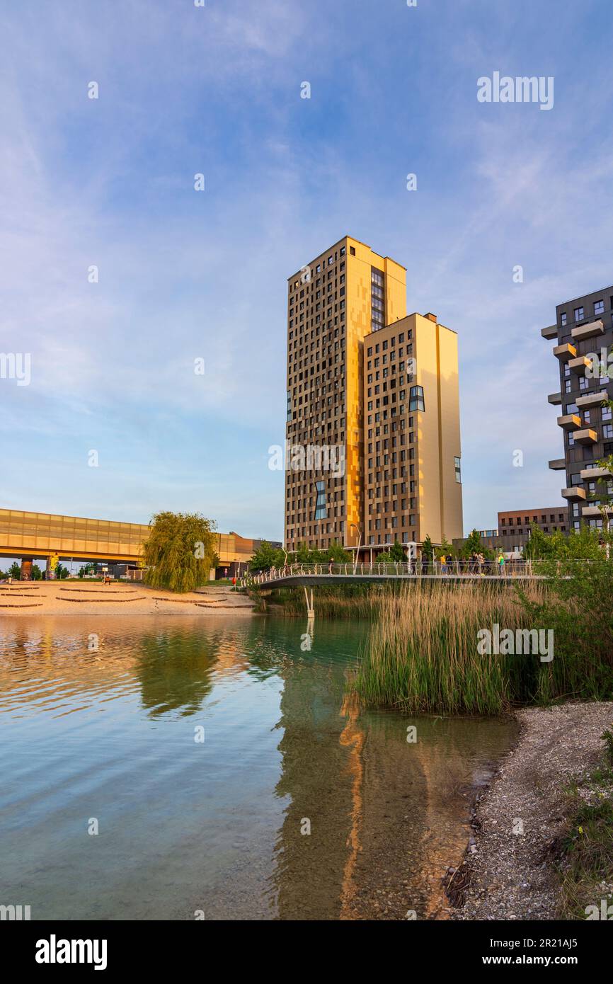 Vienna: 84 m high wooden skyscraper HoHo Holzhochhaus (left), tallest ...