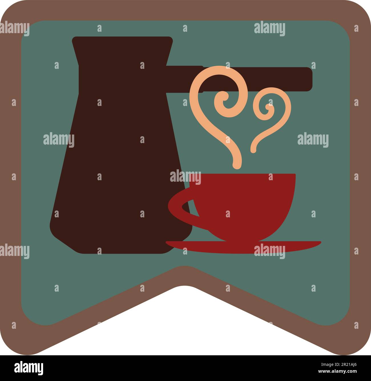 Coffee drink shop or cafe advertising badge vector. Cup and tool for ...