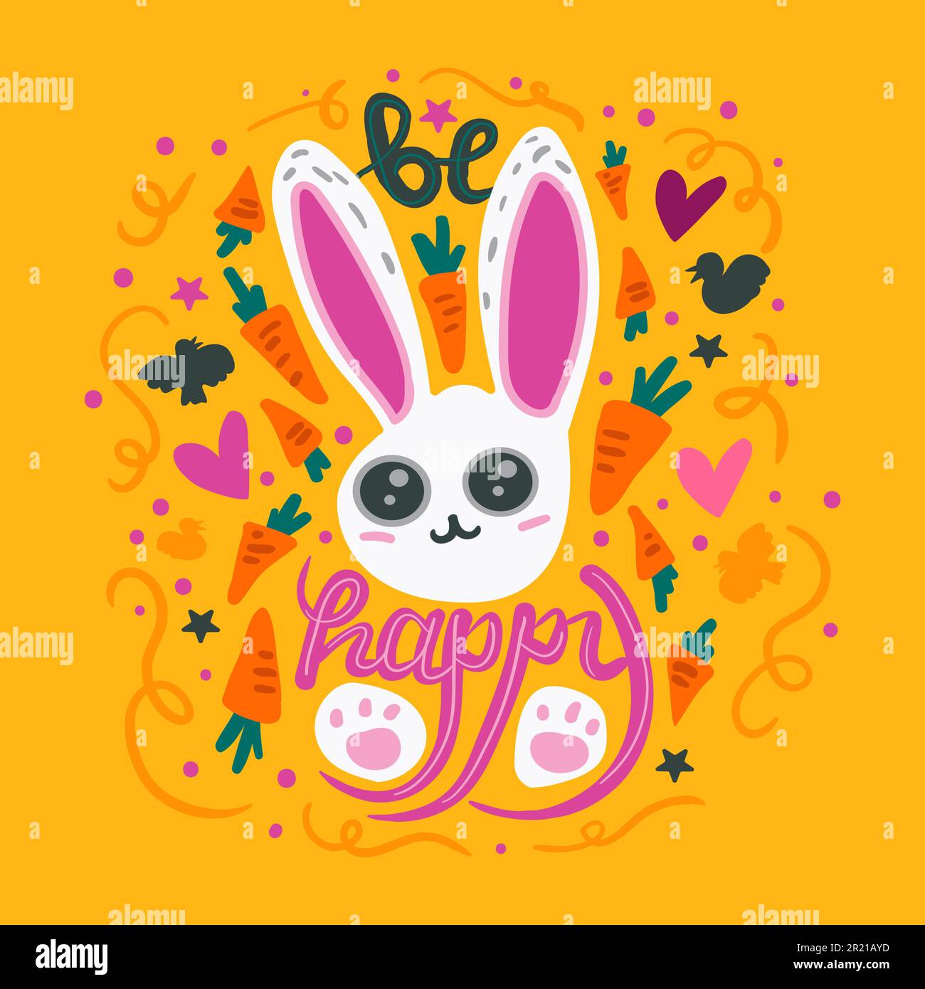 Be happy motivational wisdom quote phrase vector. Inspirational text ...