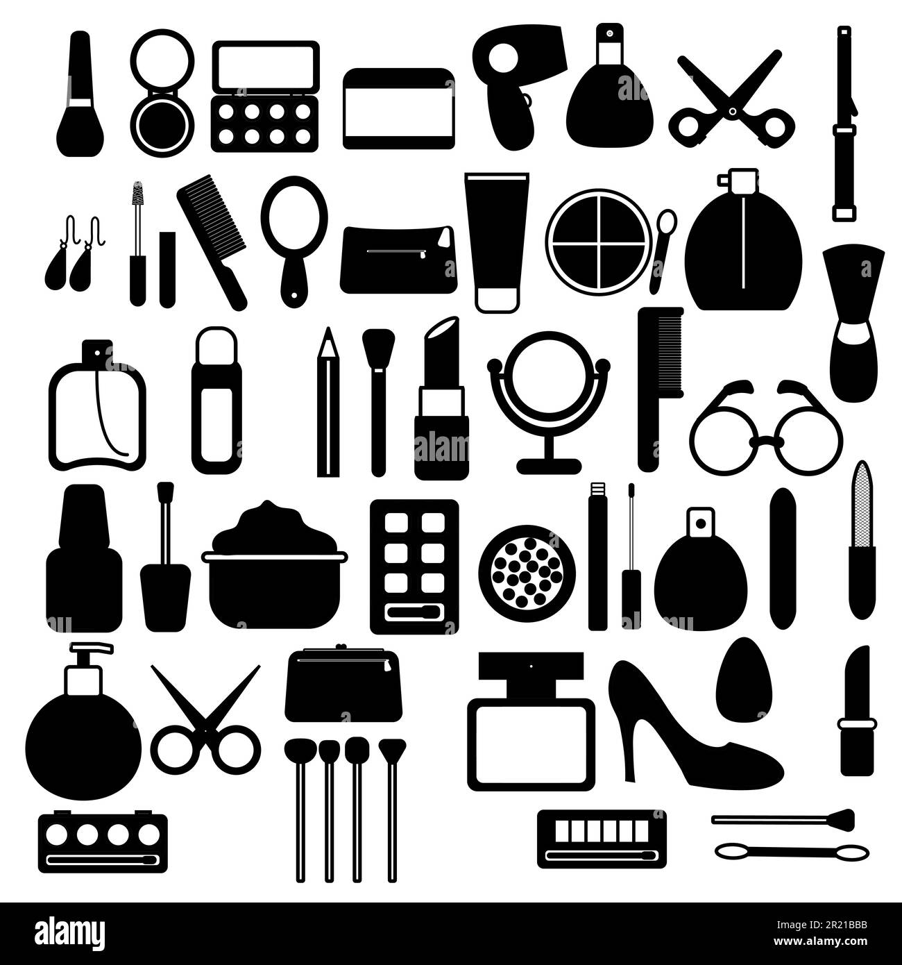 A large set of black and white icons of simple fashionable glamorous ...