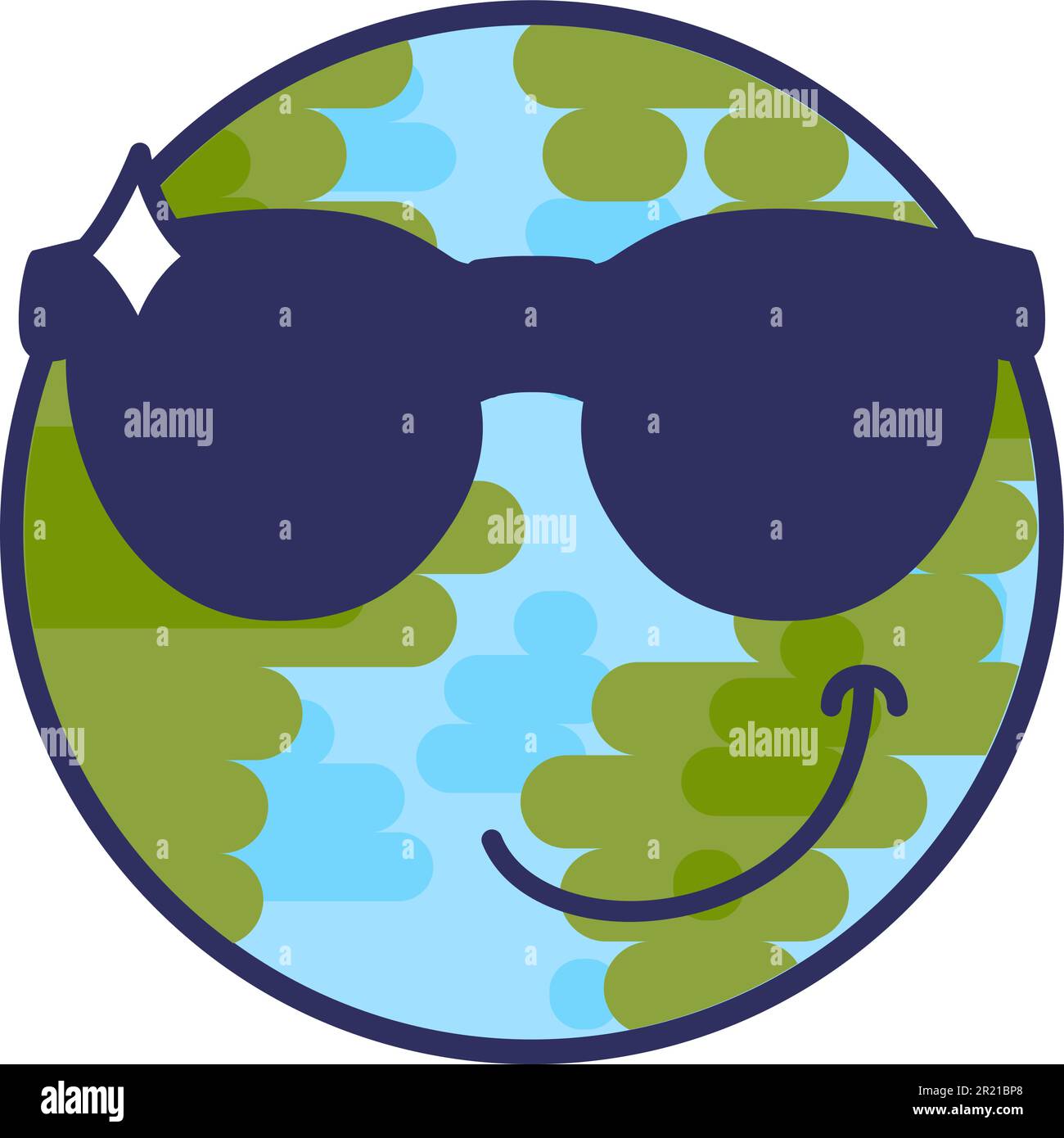 Planet emoji wearing sunglasses and smiling vector. Cool earth sphere ...