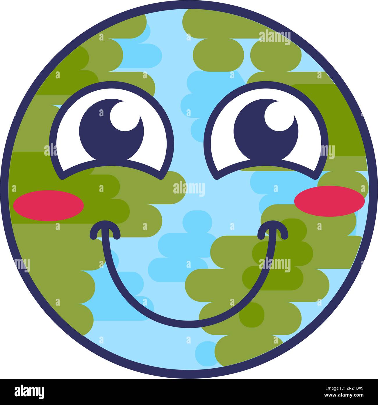 Planet cute emoji with positive expression vector. Globe happy smiling ...