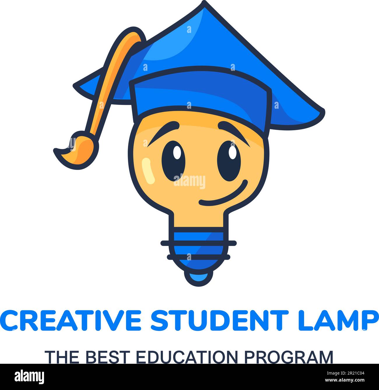 Creative student lamp educate program logo vector. Lightbulb funny ...