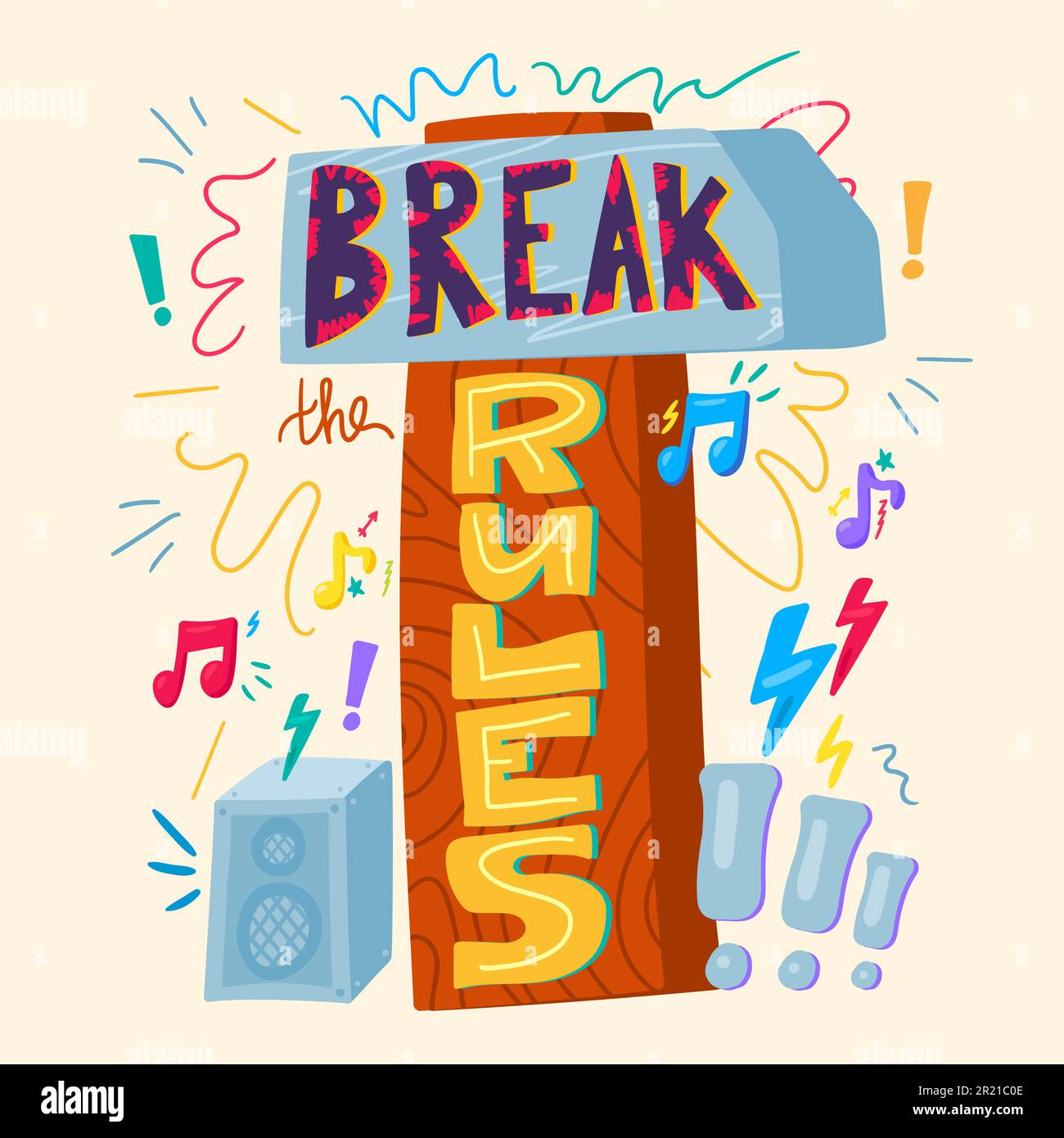 Break rules wisdom motivation quote phrase vector. Inspirational text ...