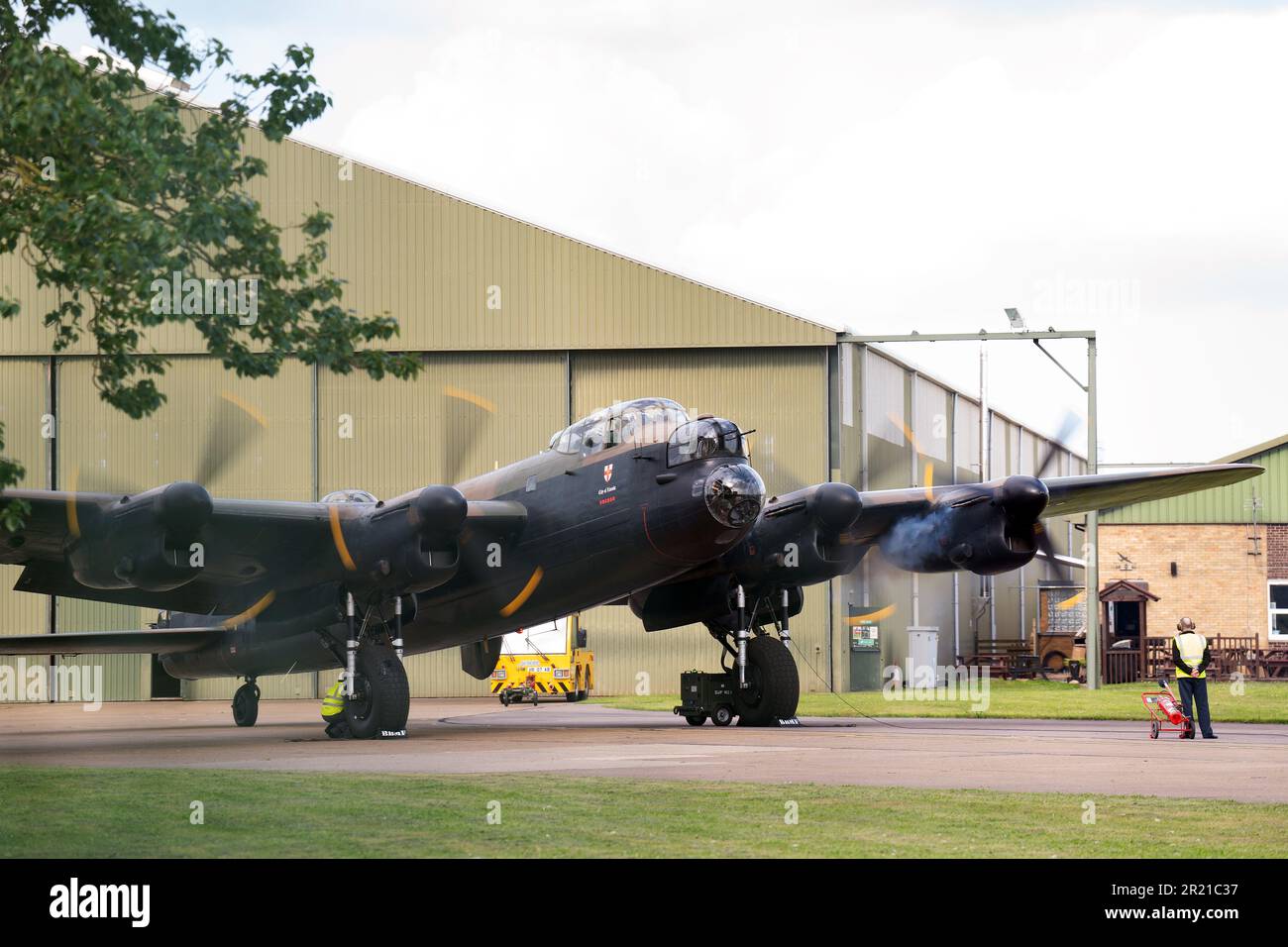 The engines start on the UK's only airworthy Lancaster bomber, PA474 ...