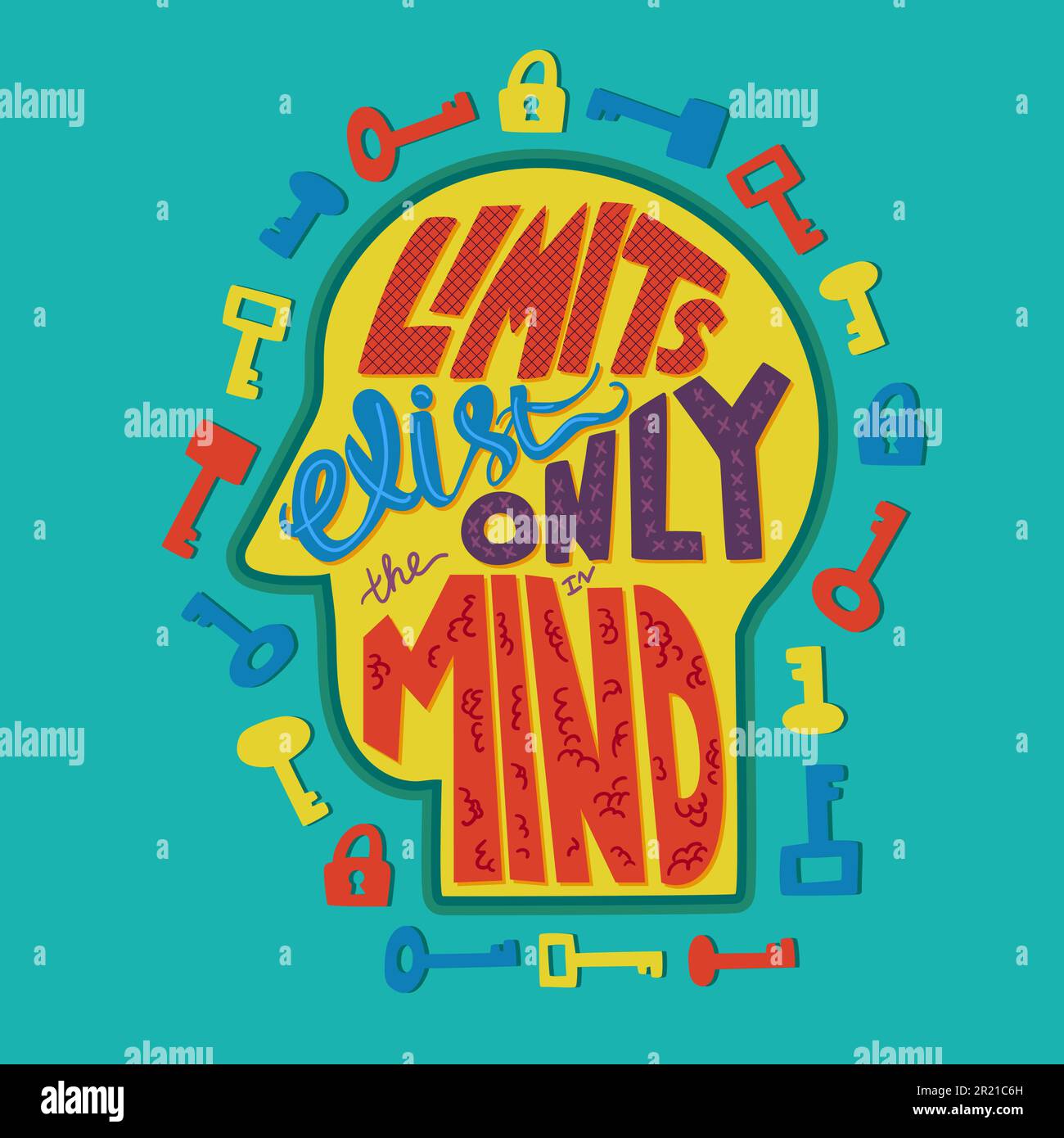 Limits exist only in mind motivation quote vector. Inspirational phrase ...