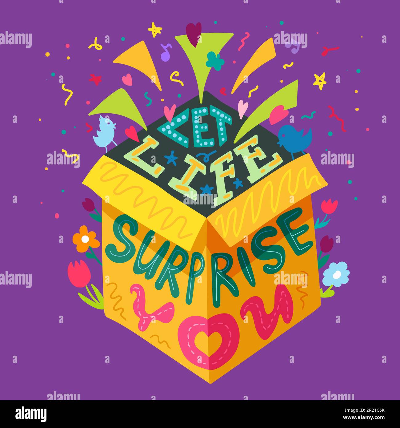 Let life surprise you motivation quote vector. Inspirational phrase ...