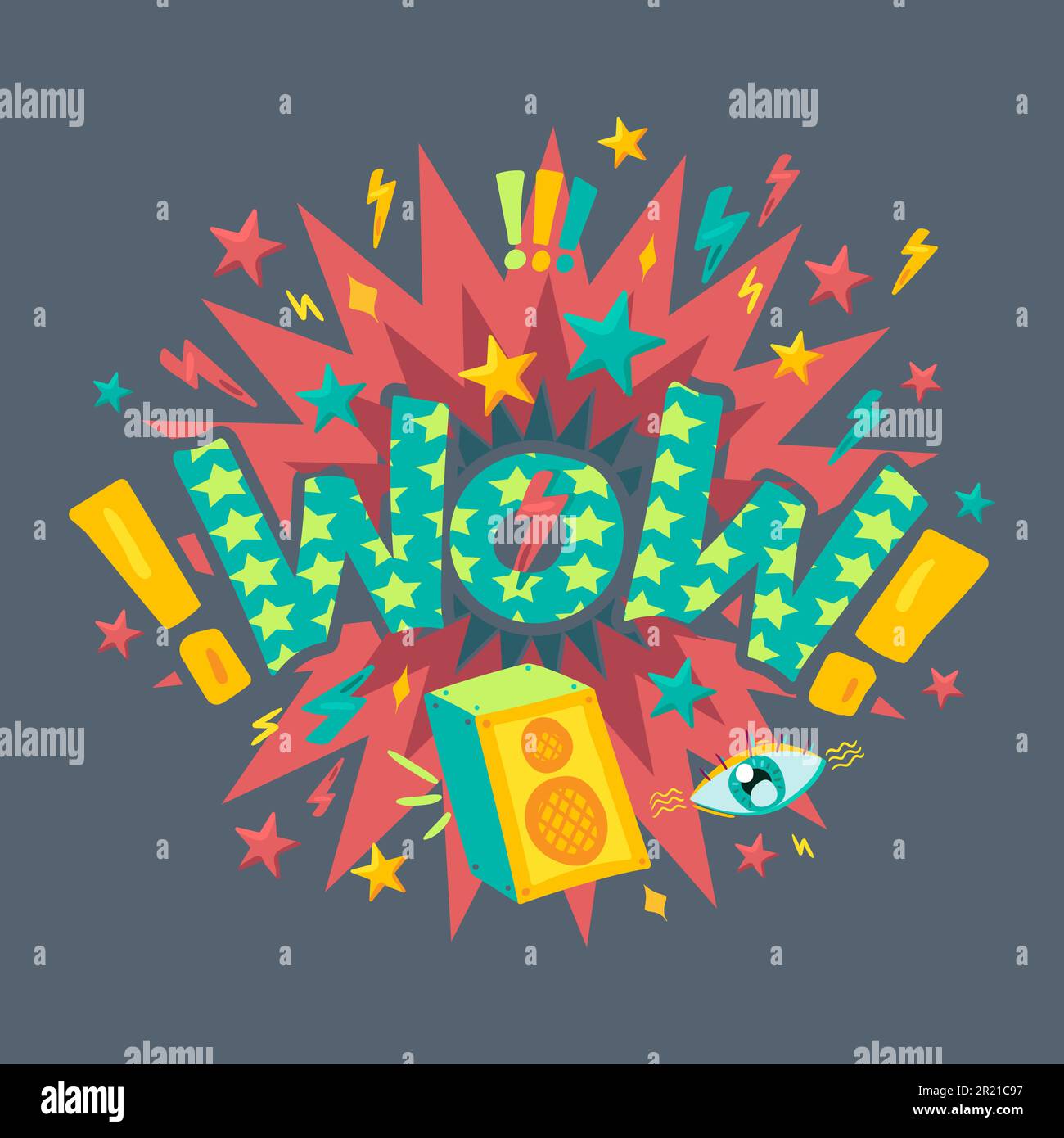 Wow astonishment and expression lettering vector. Expressive text ...