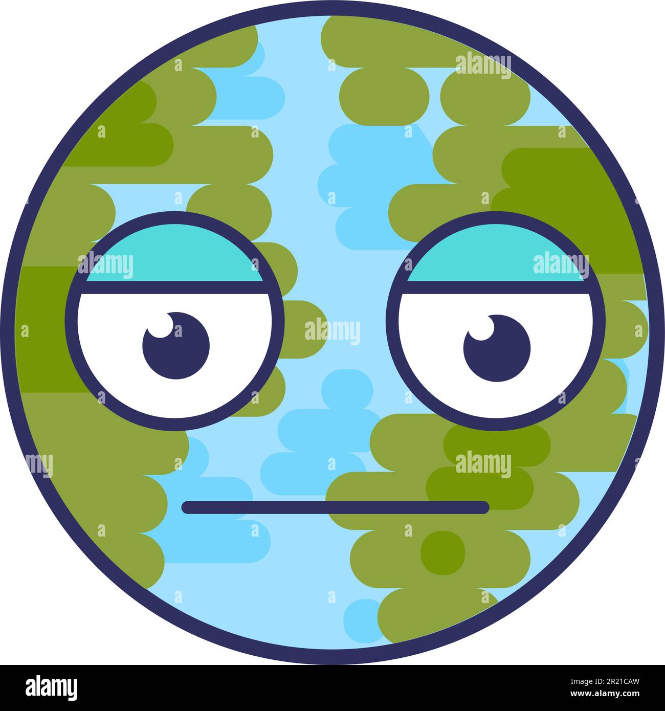 Planet astonished expression funny emoji vector. Earth Globe with wide opened eyes feeling shock ...