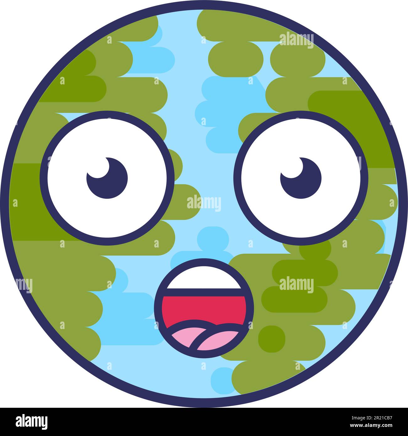 Planet cute enoji with surprised expression vector. Globe with shocked eyes and open mouth ...