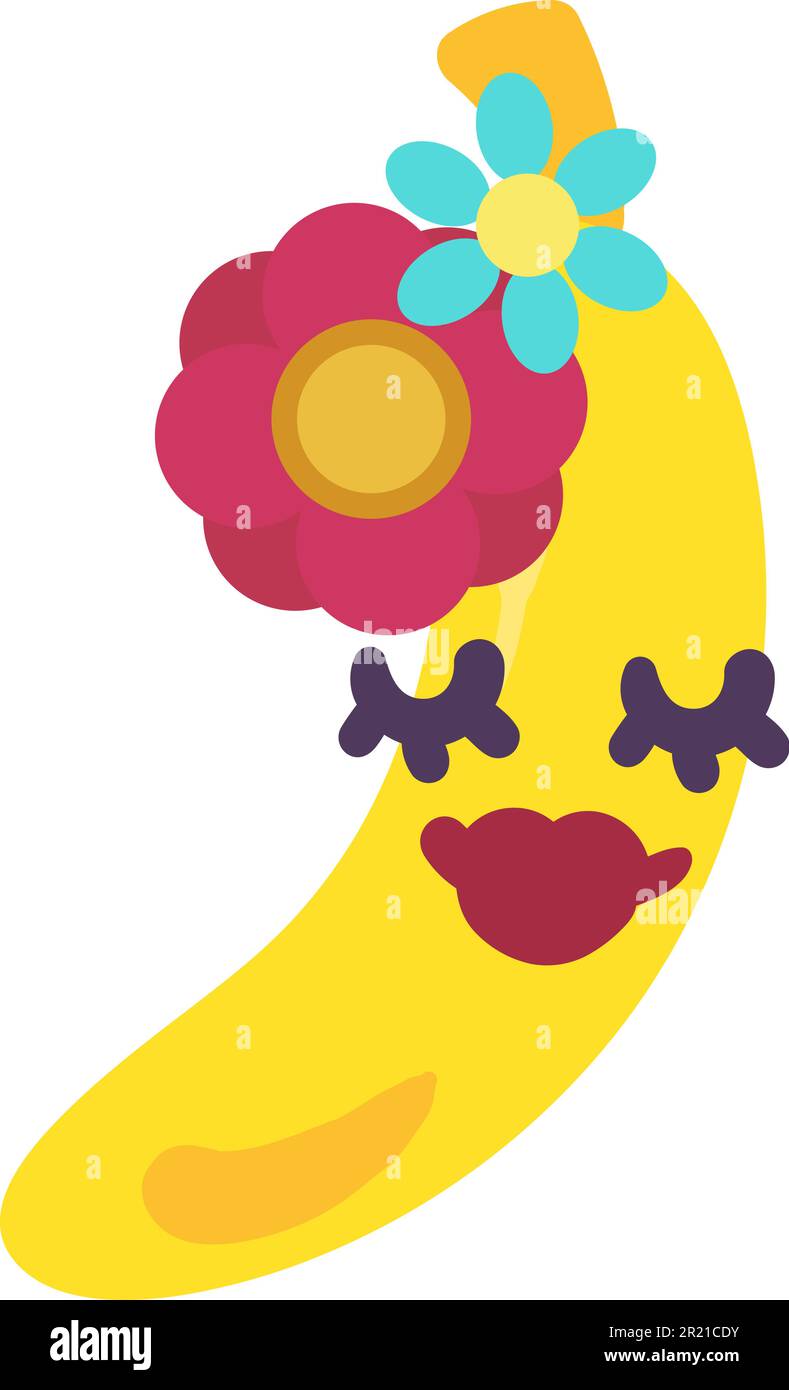 Banana exotic fruit emoji happy expression vector. Fashionable product ...