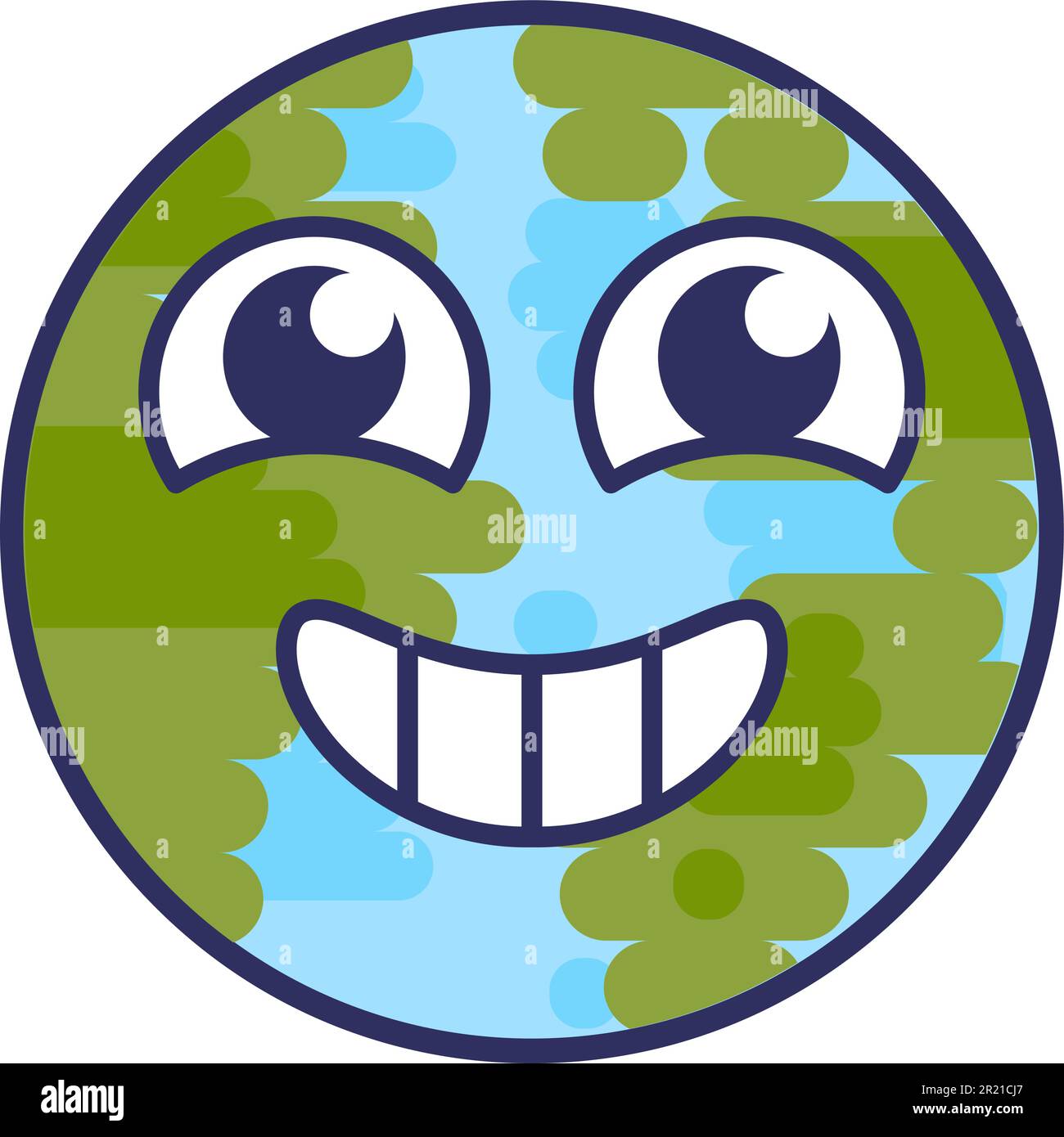 Planet emoji laugh with teeth and cute eyes vector. Earth globe laughing and enjoying from funny ...