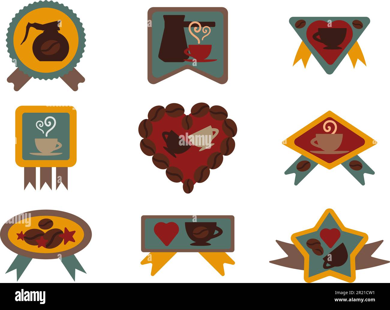 Coffee drink shop or cafeteria badge set vector. Aromatic energy ...