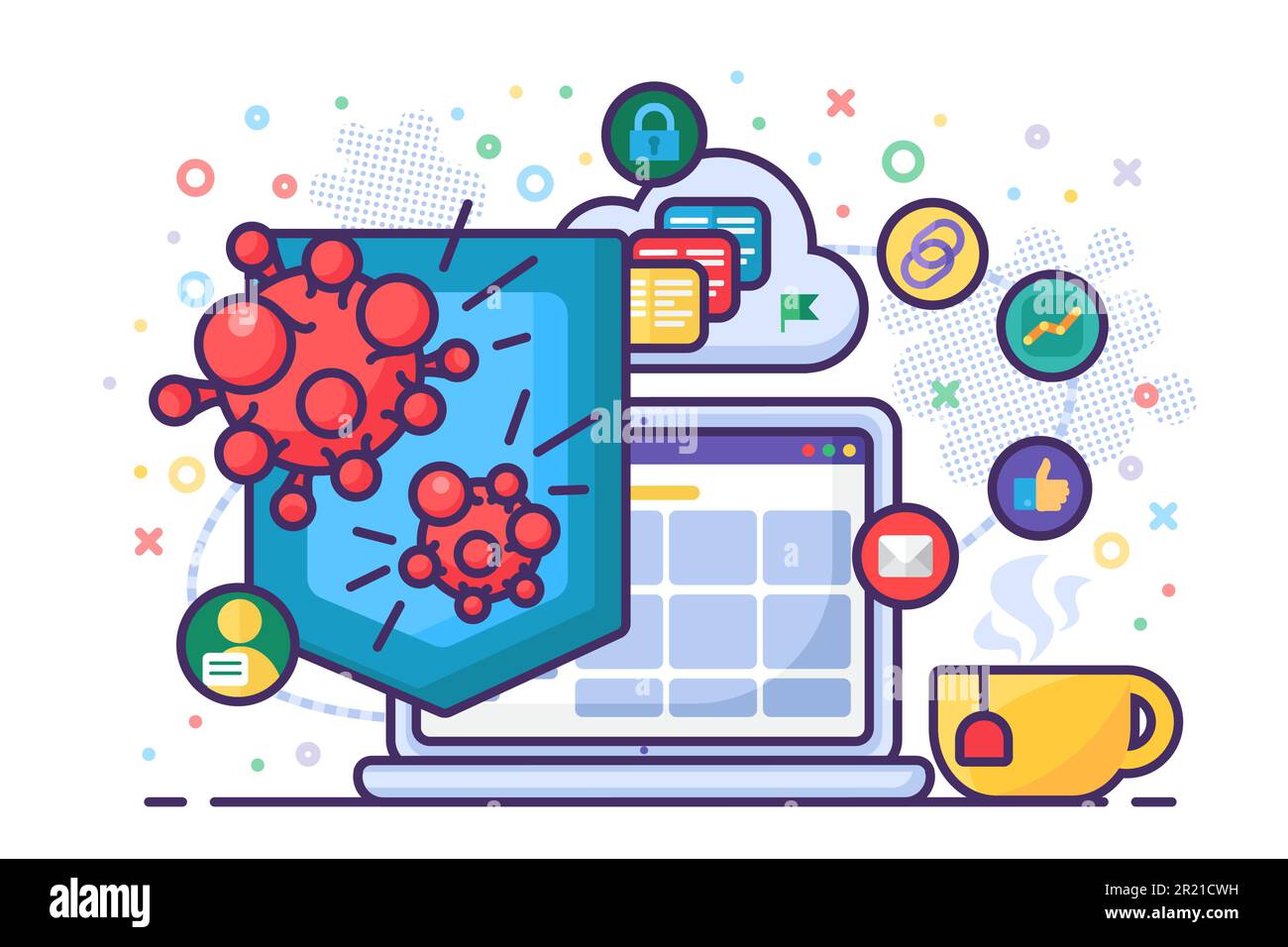 Antivirus computer protection software vector. Pc security and ...