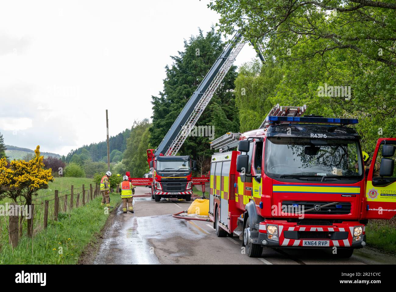 15 May 2023. Station House,Orton,Moray,Scotland. This show the SFRS ...