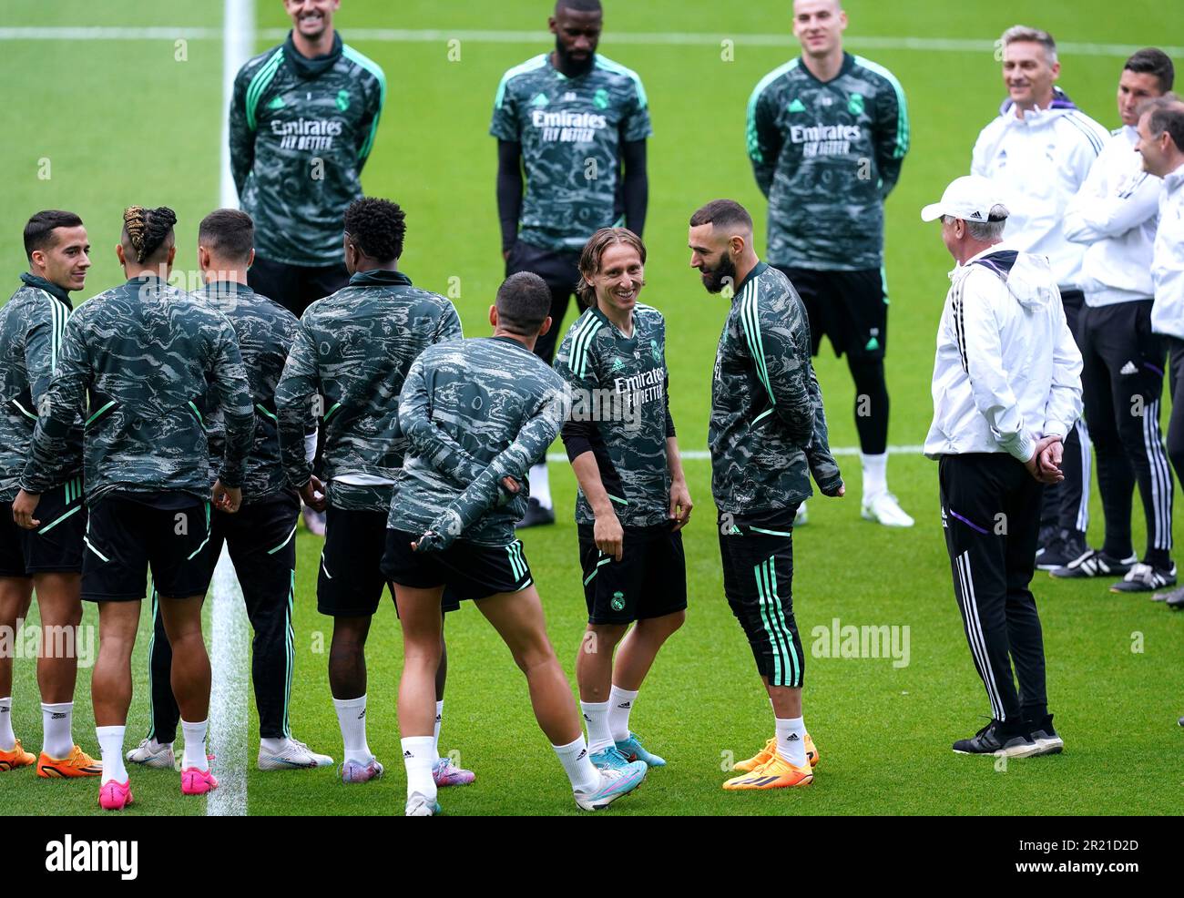 Real Madrid's Luka Modric and Karim Benzema during a training session ...